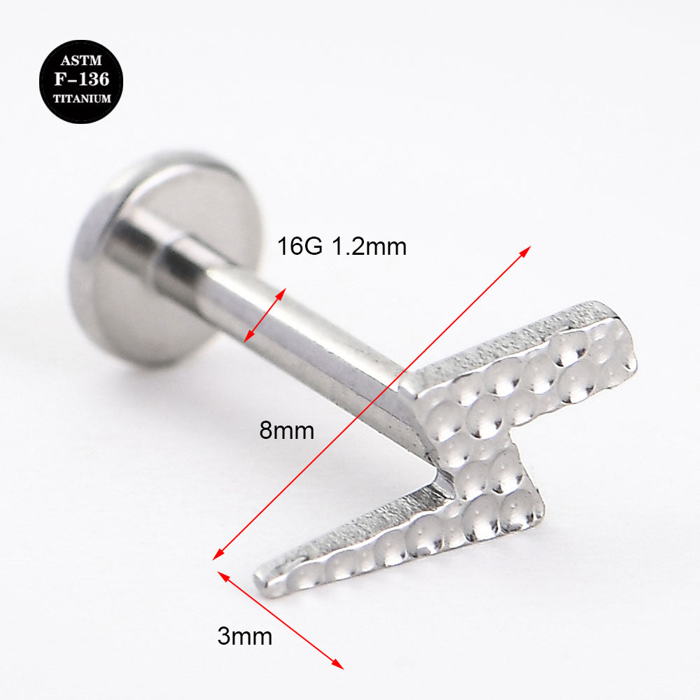 16G Implant Grade ASTM F136 Titanium Hammer Moon Lightning Labret Pier ...