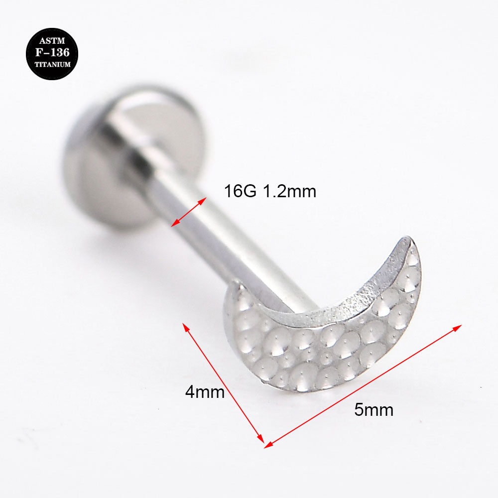 16G Implant Grade ASTM F136 Titanium Hammer Moon Lightning Labret Pier ...