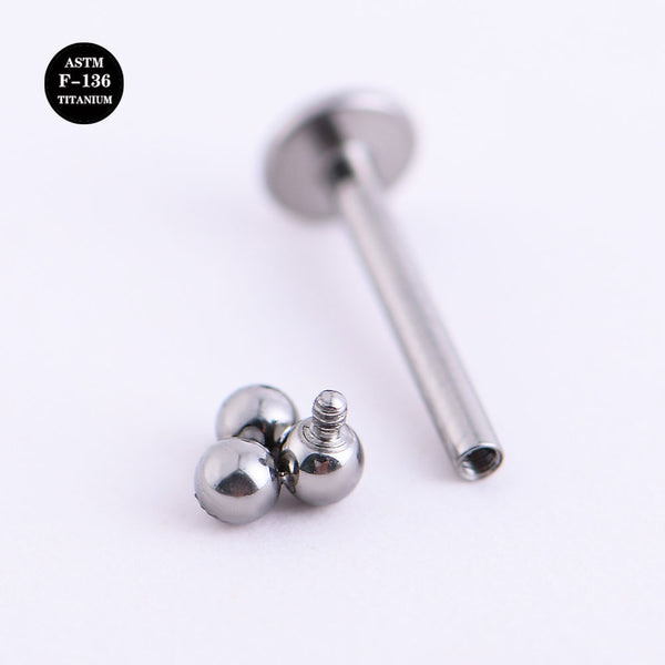 16G ASTM F136 Titanium Internal Thread Labret Three Ball – Classic Body ...