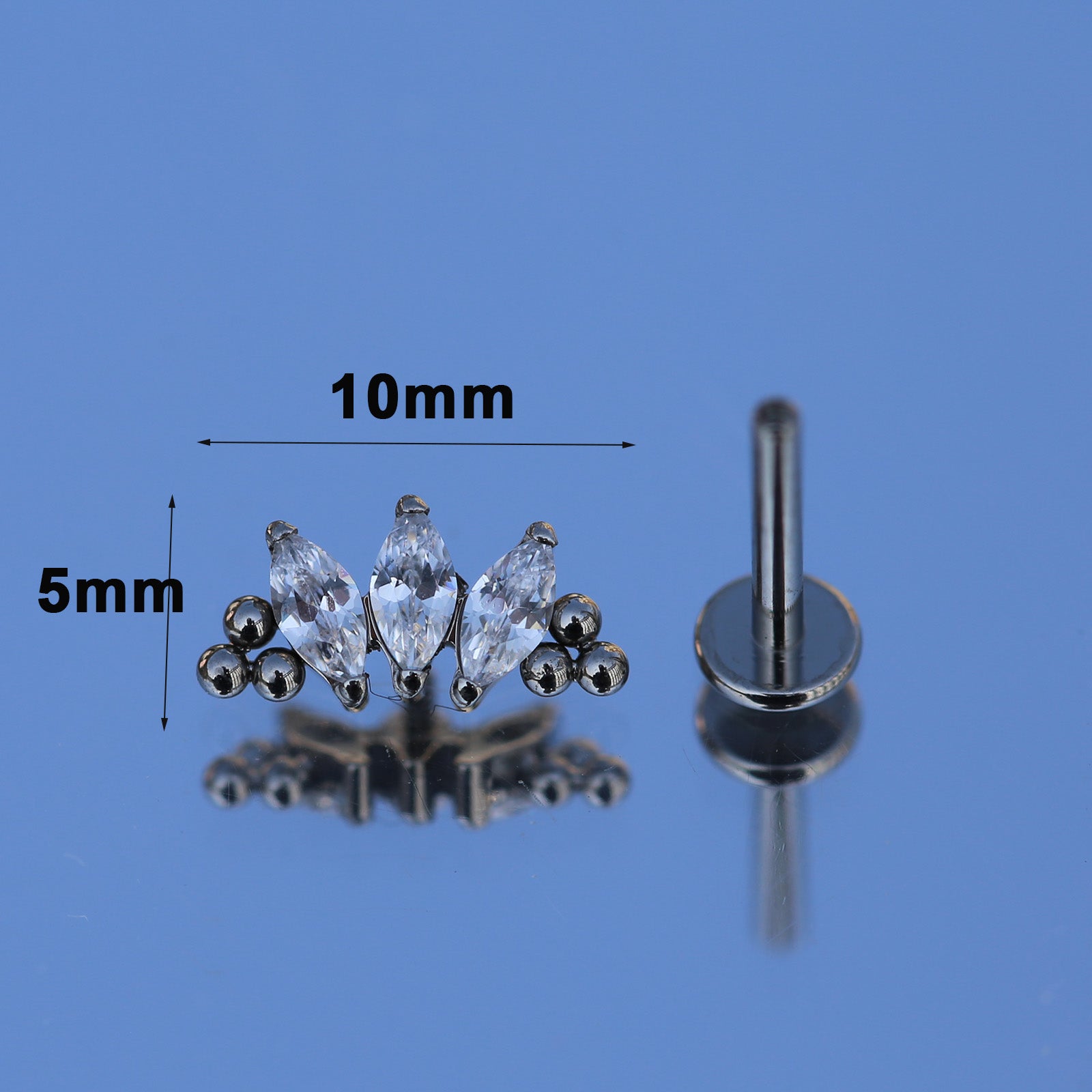 16G ASTM F136 Implanted Grade Titanium Labret Stud Cartilage Piercing ...